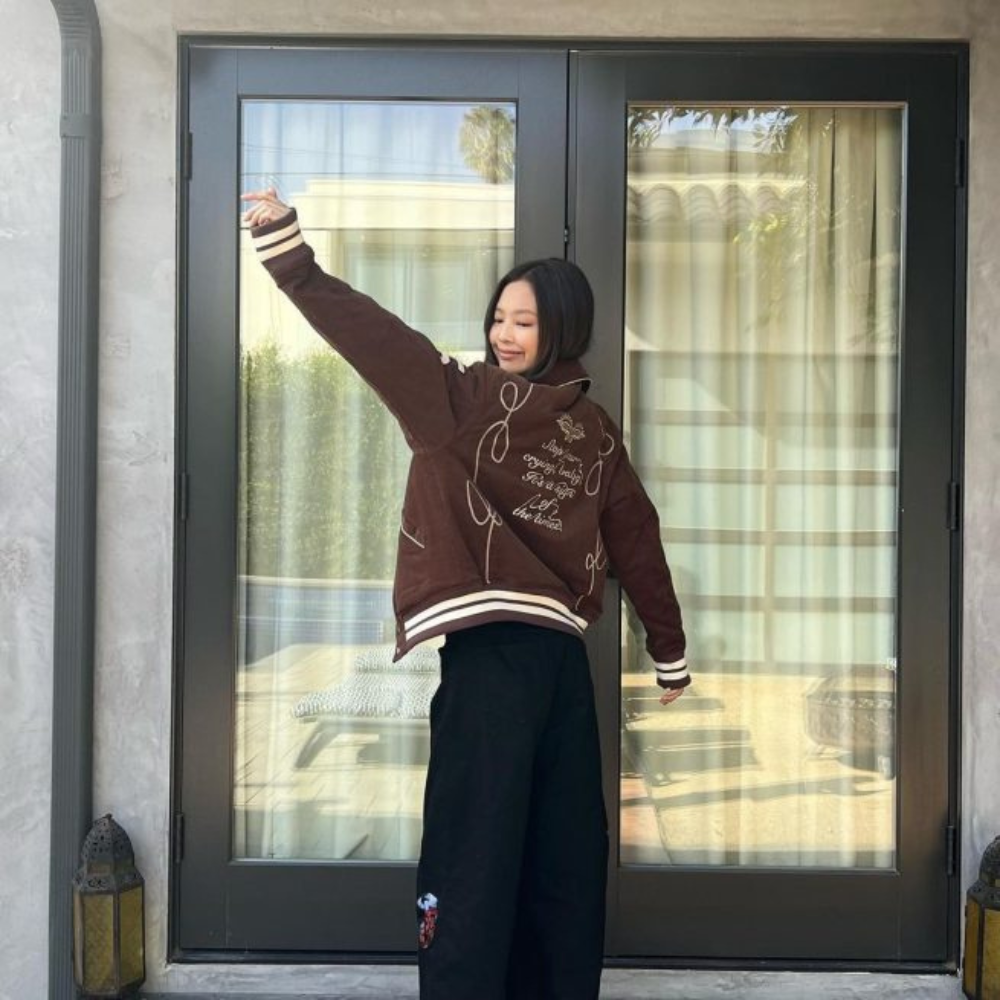 Jennie Kim BlackPink Brown Varsity Jacket | IJ